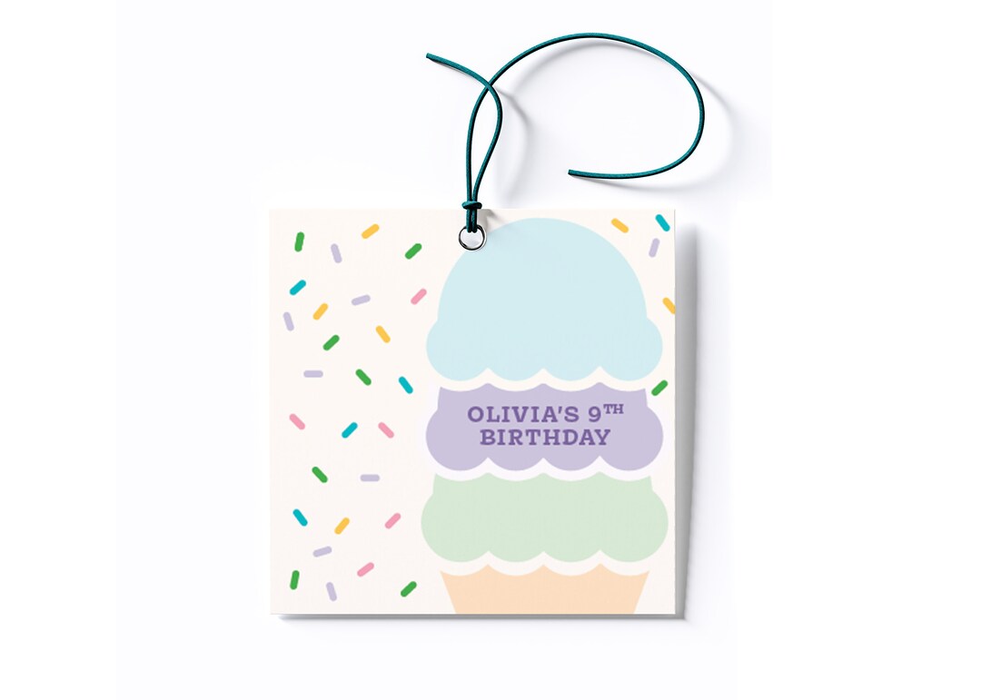 Personalized Ice Cream Birthday Party Favor Tags - Colorful Sprinkles ...