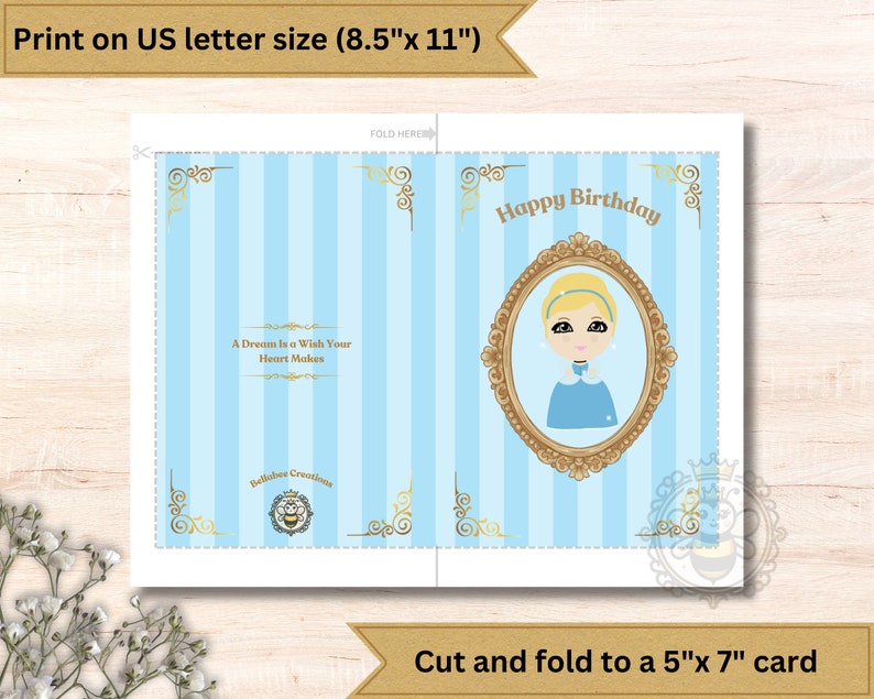 Cinderella Birthday Greeting Card Disney Princess Digital Instant ...