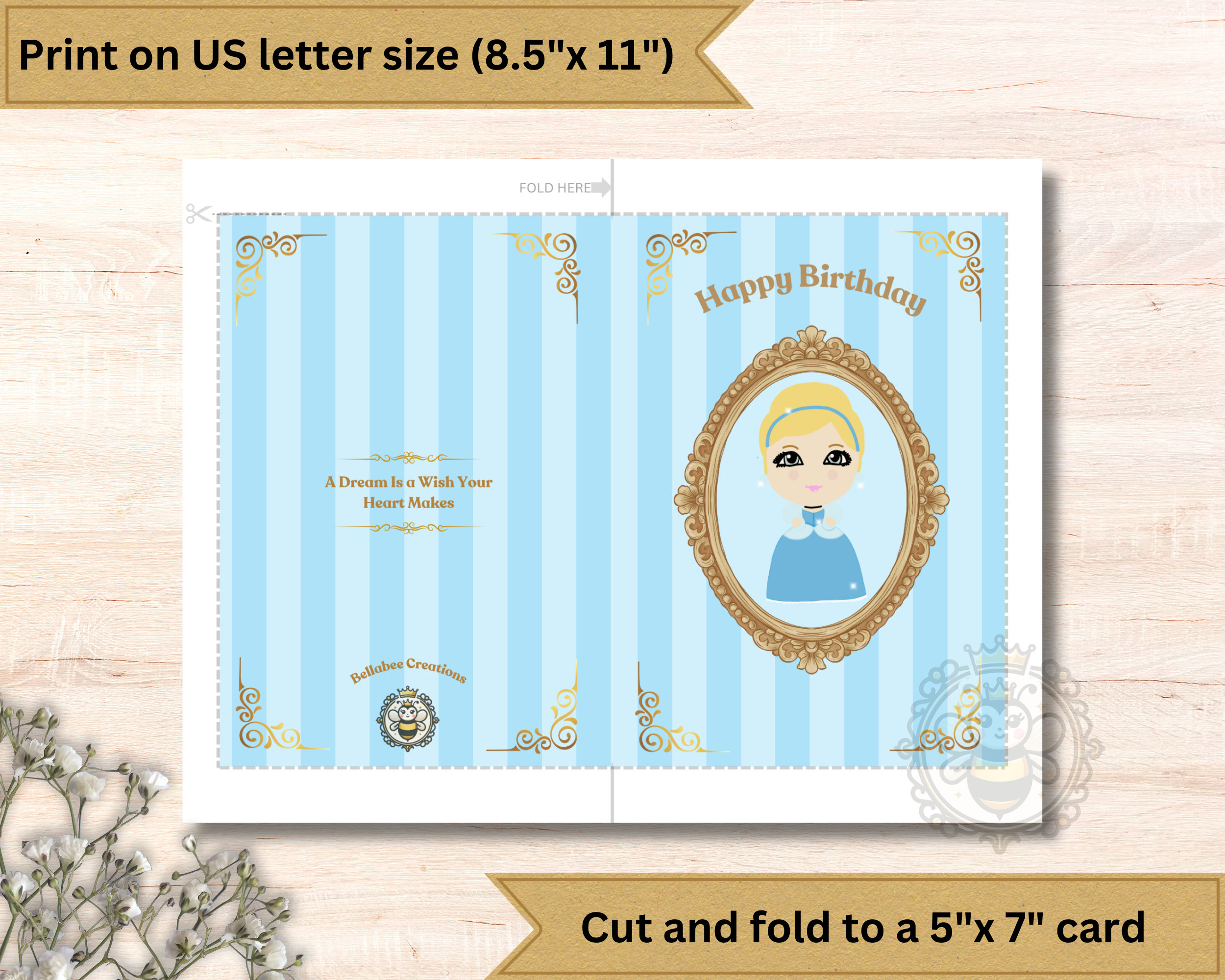 Cinderella Birthday Greeting Card Disney Princess Digital Instant ...