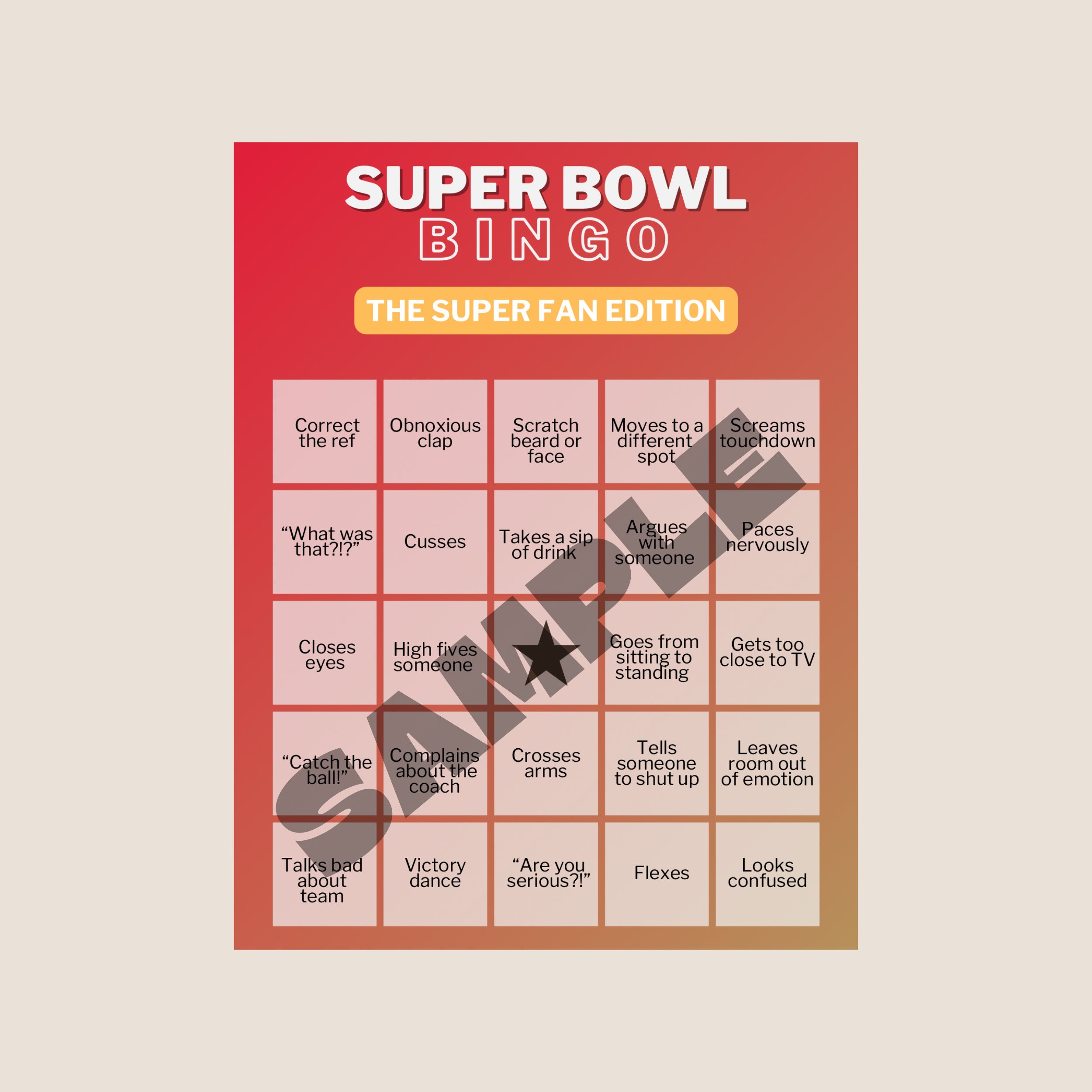 Chiefs Vs 49ers Bingo Cards for SUPER BOWL 2024 for the Non-football ...