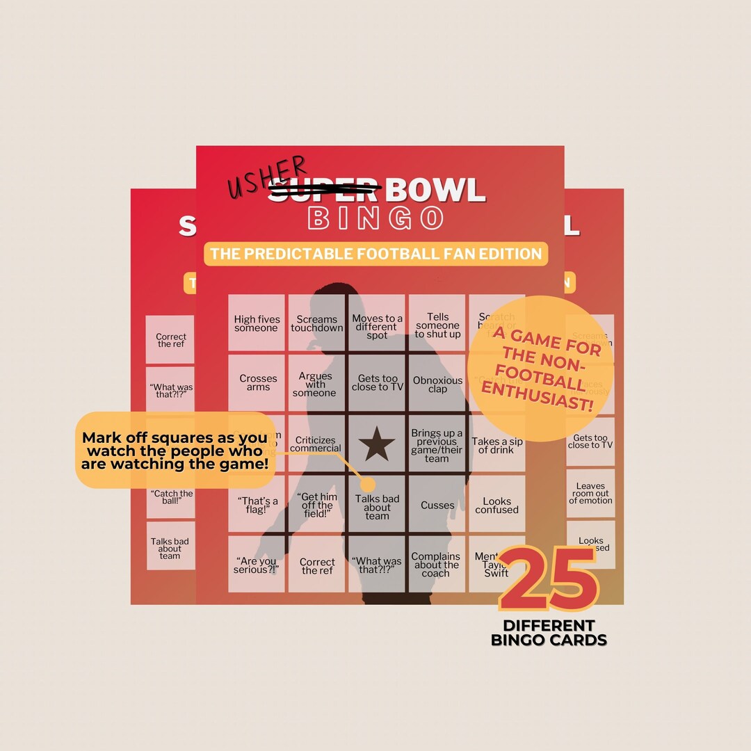 SUPER BIG GAME 2024 25 Usher Bingo Card Game for the Predictable ...