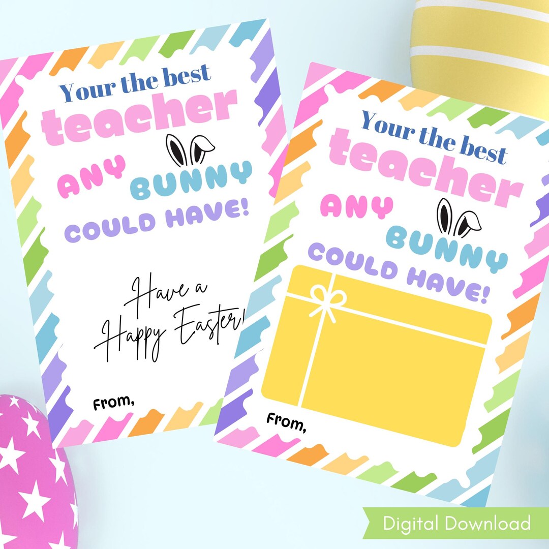 Teacher Easter Gift Card Holder, Bunny Design (instant Download) - Etsy