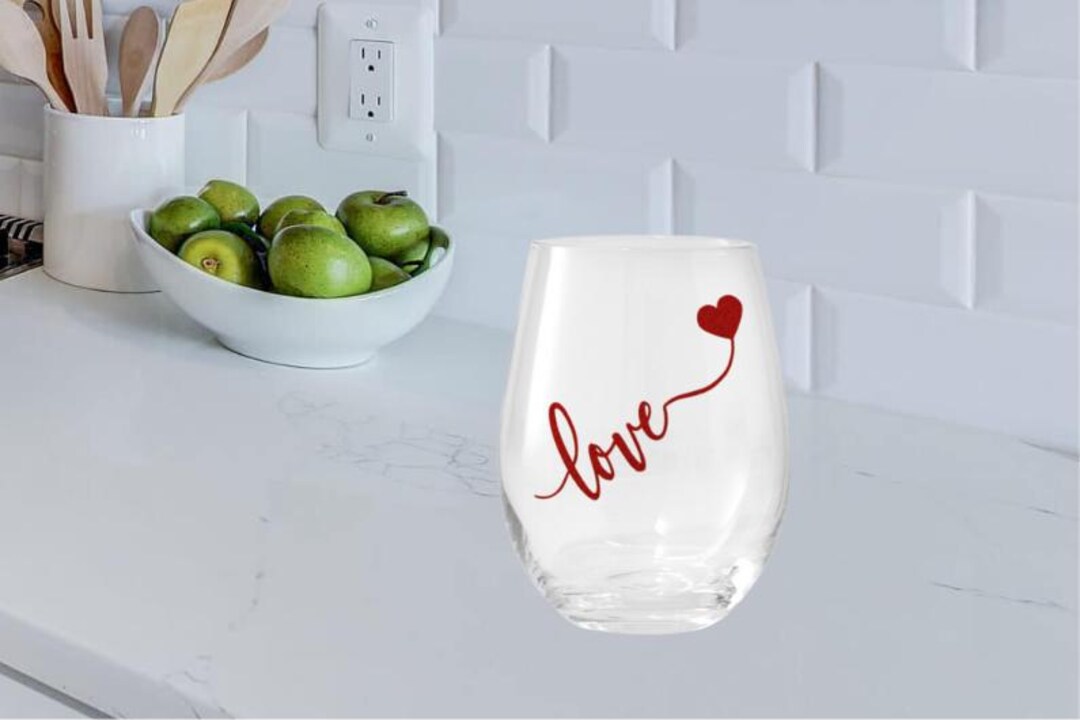 Personalized Valentines Day Stemless Wine Glass: Love Heart Gift - Etsy