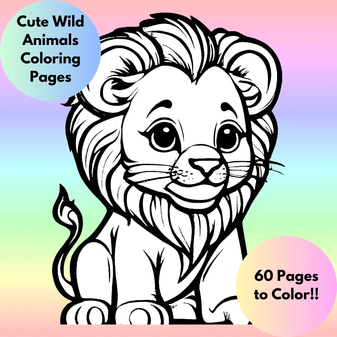 Cute Wild Animals Coloring Pages - Etsy