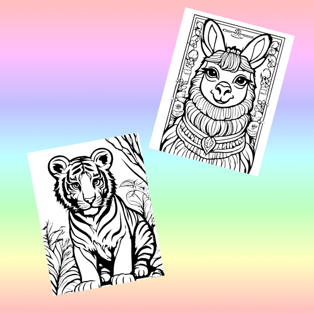 Cute Wild Animals Coloring Pages - Etsy