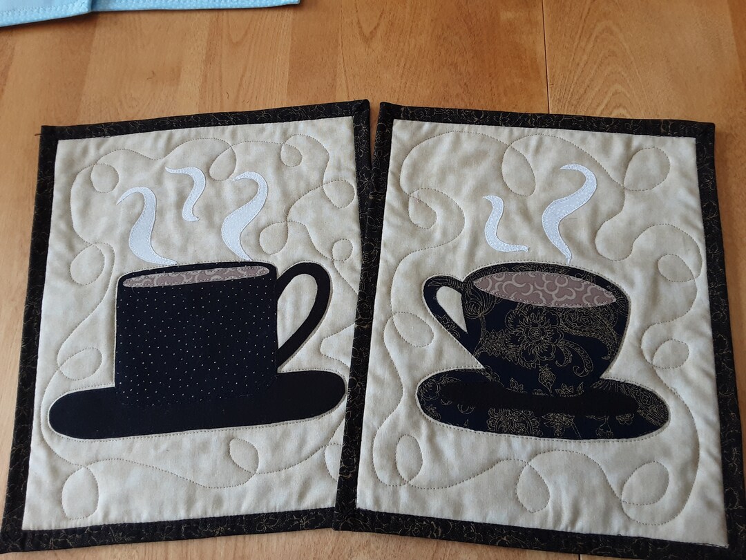 Mug Rug Set of 2 With Appliqued Cups - Etsy