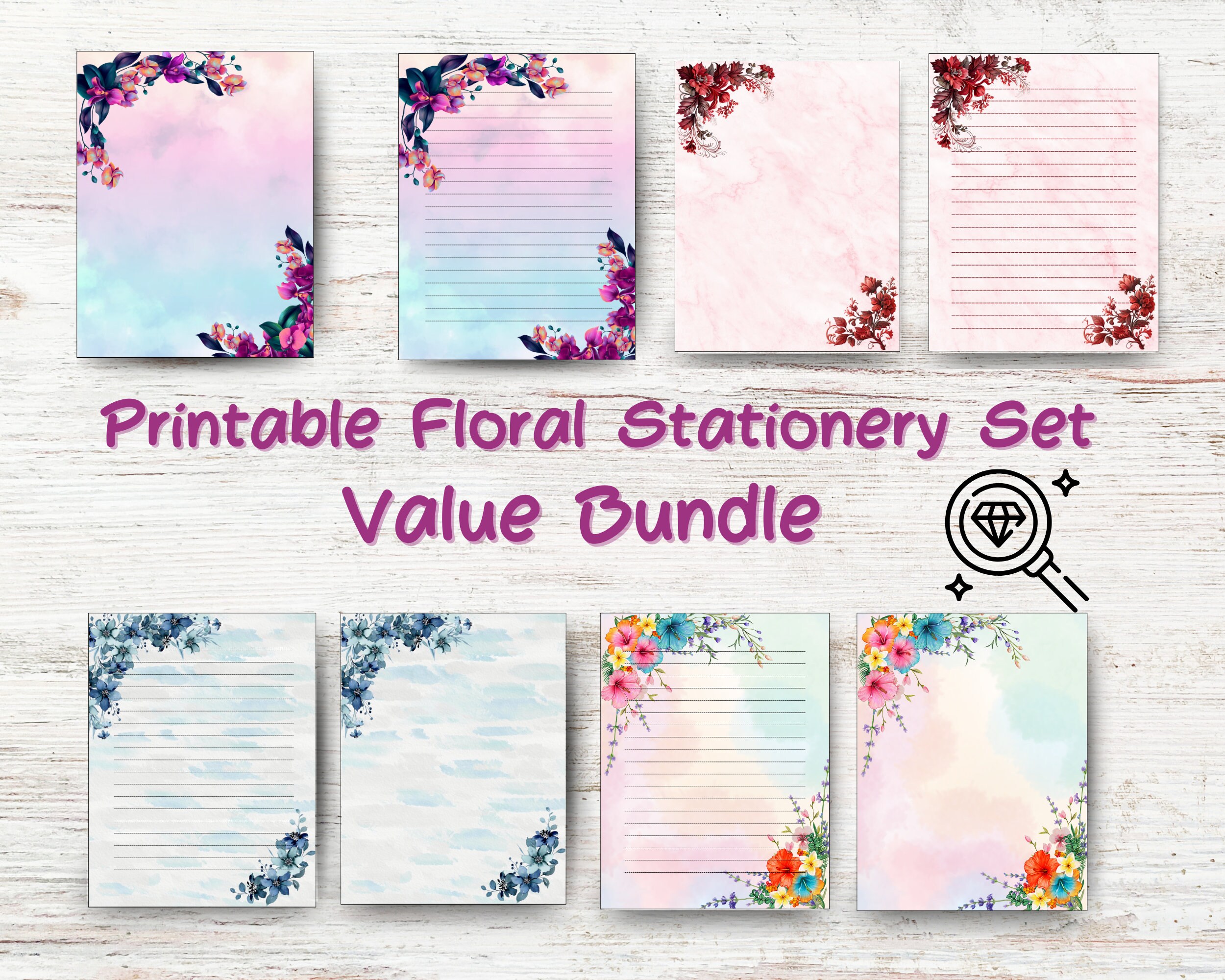 Digital Prints, Digital Paper, Flowers in Watercolor, Printable ...