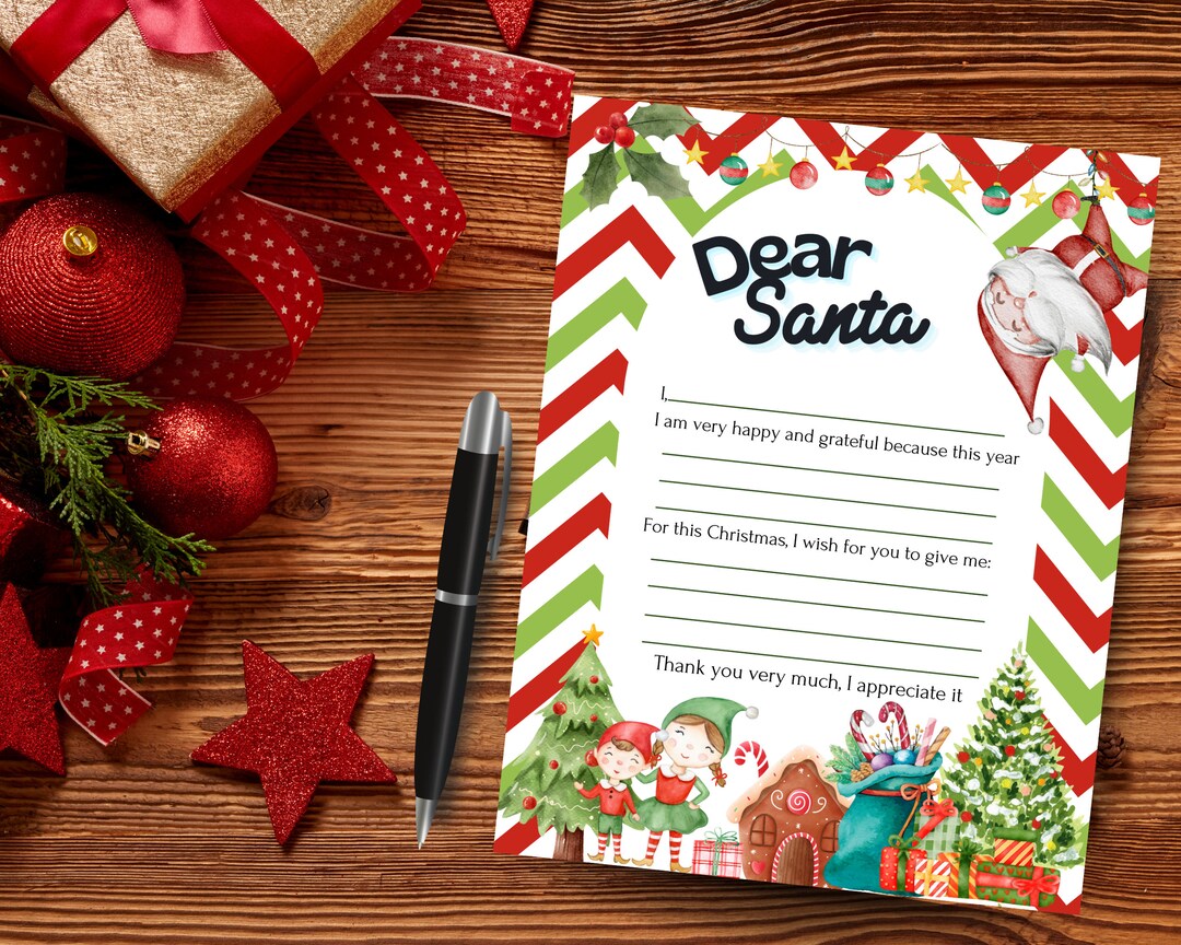 Dear Santa Lined Printable Letter Christmas Stationery for Kids Letter ...