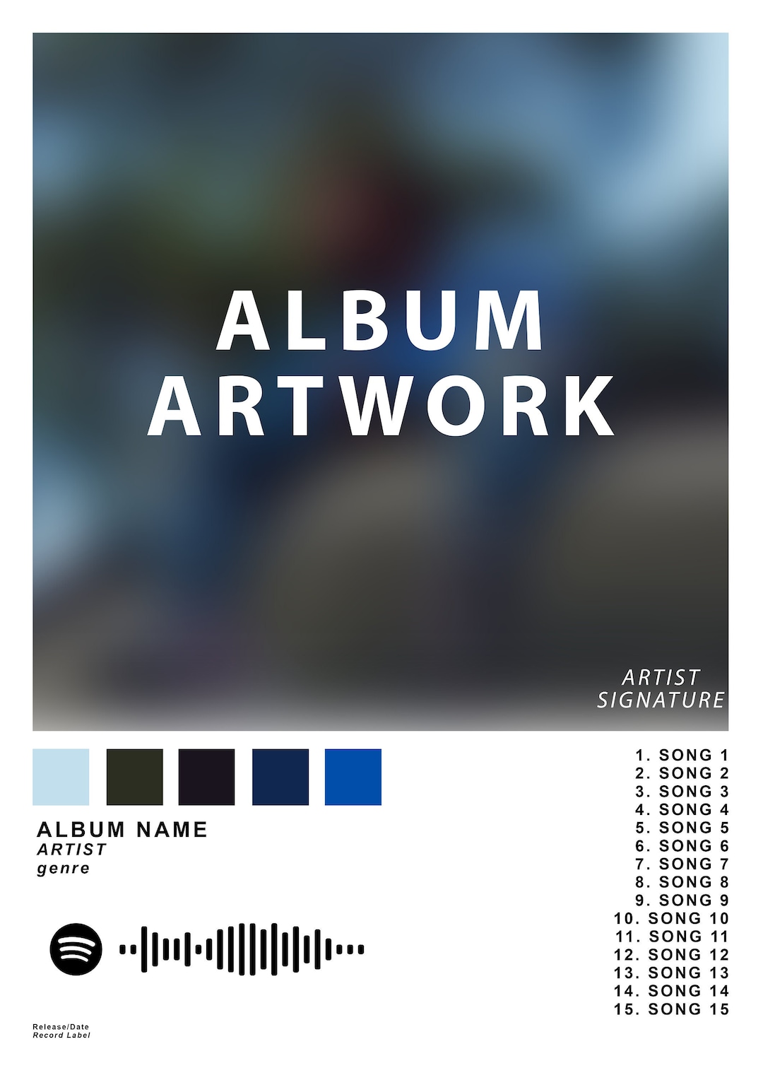 Customisable Digital Album Cover Poster Download - Personalised Music ...