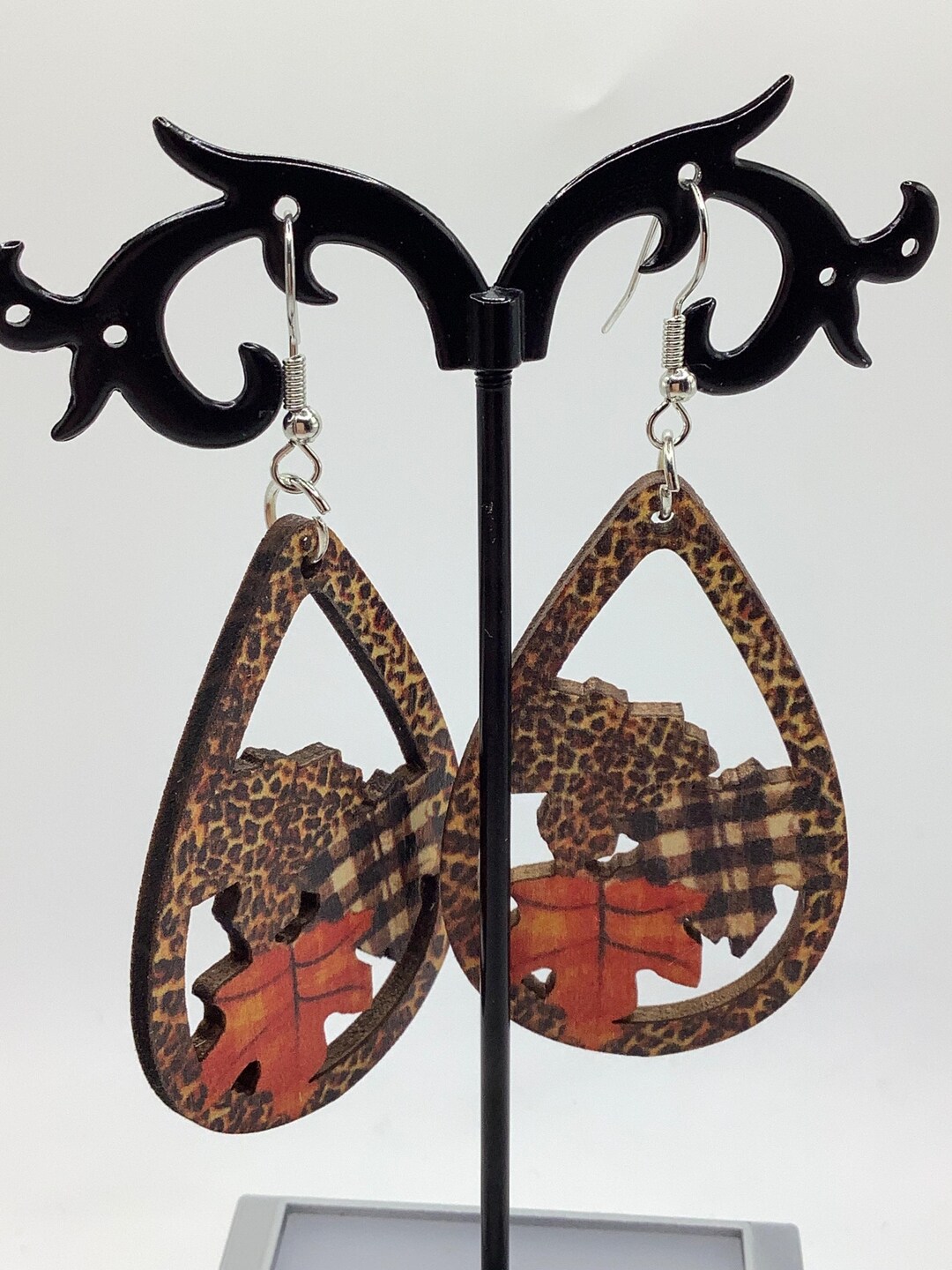 Wooden Fall Leaf Earrings - Etsy