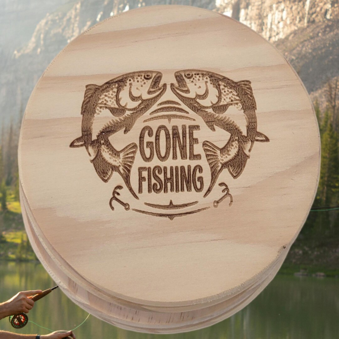 Gone Fishing Coasters, Etched, Set of 4, Cork or Wood Coasters for ...