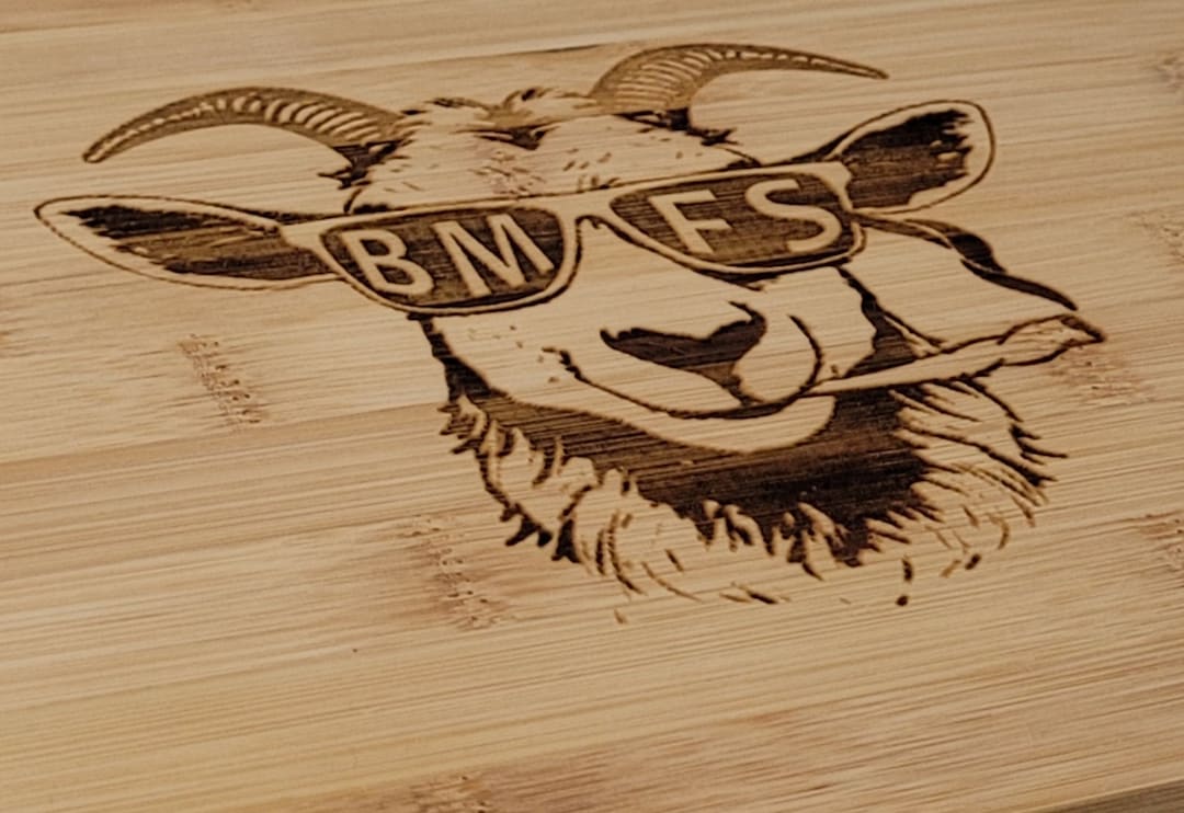 BMFS Billy Strings Smokin Goat Large 12x9 Etched Bamboo Cutting Board ...