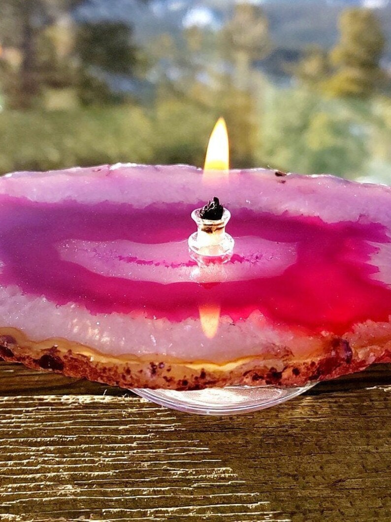 Agate Candle Pink Handmade Rock Candle Unique Home Decor Gift for Her ...