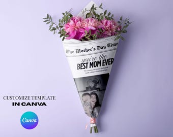 Editable Mothers Day Newspaper Template, Personalized Mothers Day Gift ...