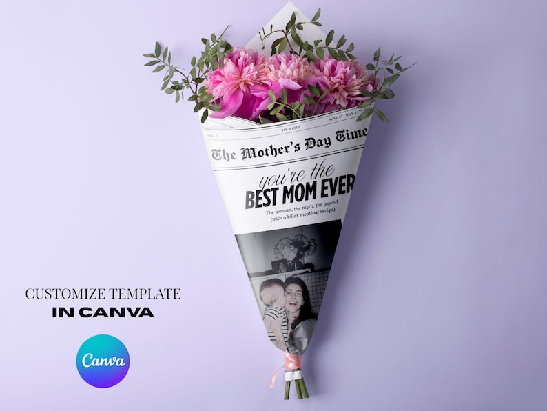 Editable Mothers Day Newspaper Template, Personalized Mothers Day Gift ...