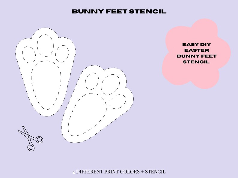 Easter Bunny Footprint Stencil Printable | Bunny Paw Print Cut Out for ...