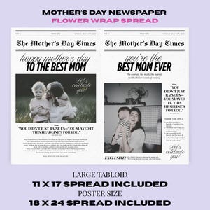 Editable Mothers Day Newspaper Template, Personalized Mothers Day Gift ...