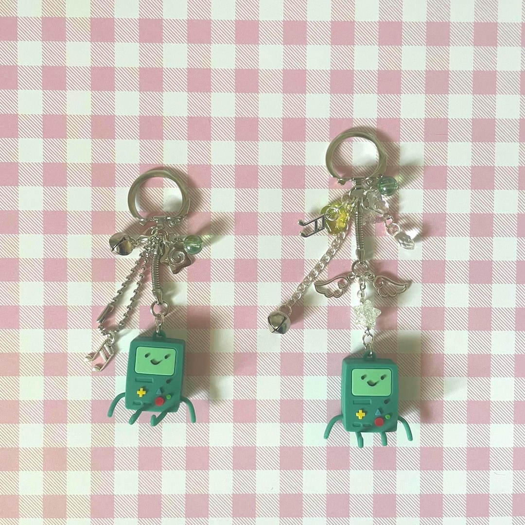 DLX BMO Keychain Adventure Time – Handmade Beaded Charm, Removable Bell ...