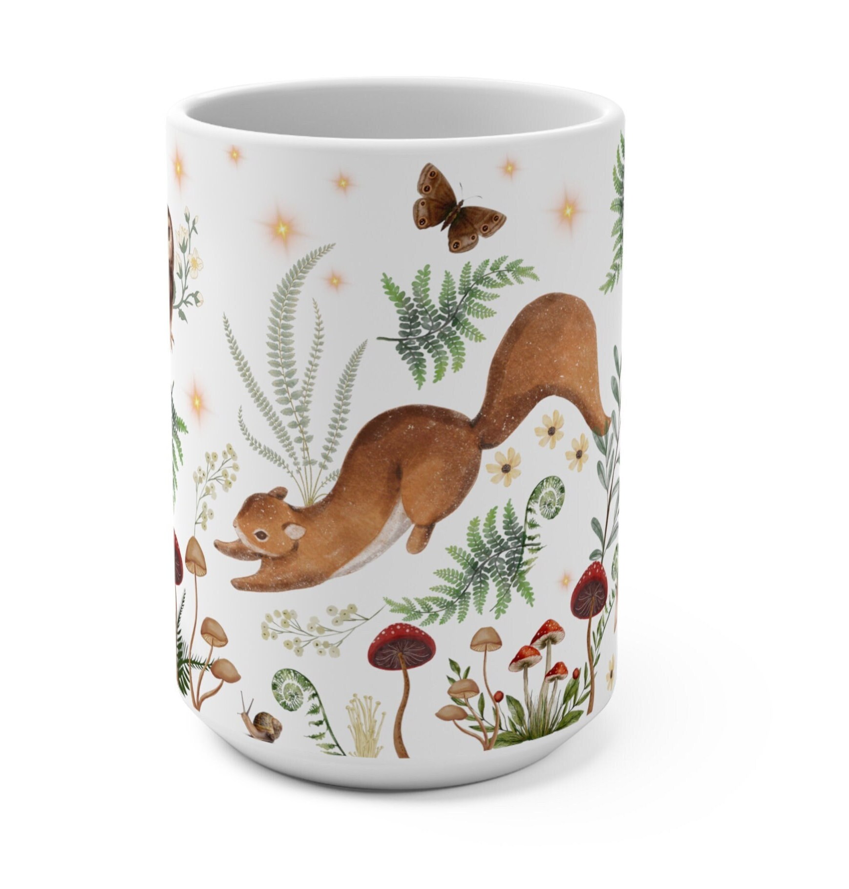 Boho Forest Cottagecore Coffee Mug, Vintage Botanical Tea Cup, Pastel ...