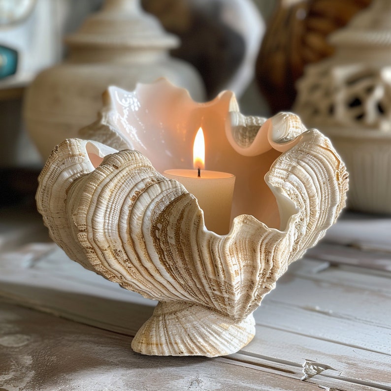 Artisanal Shell Candle Holder Creations - Etsy