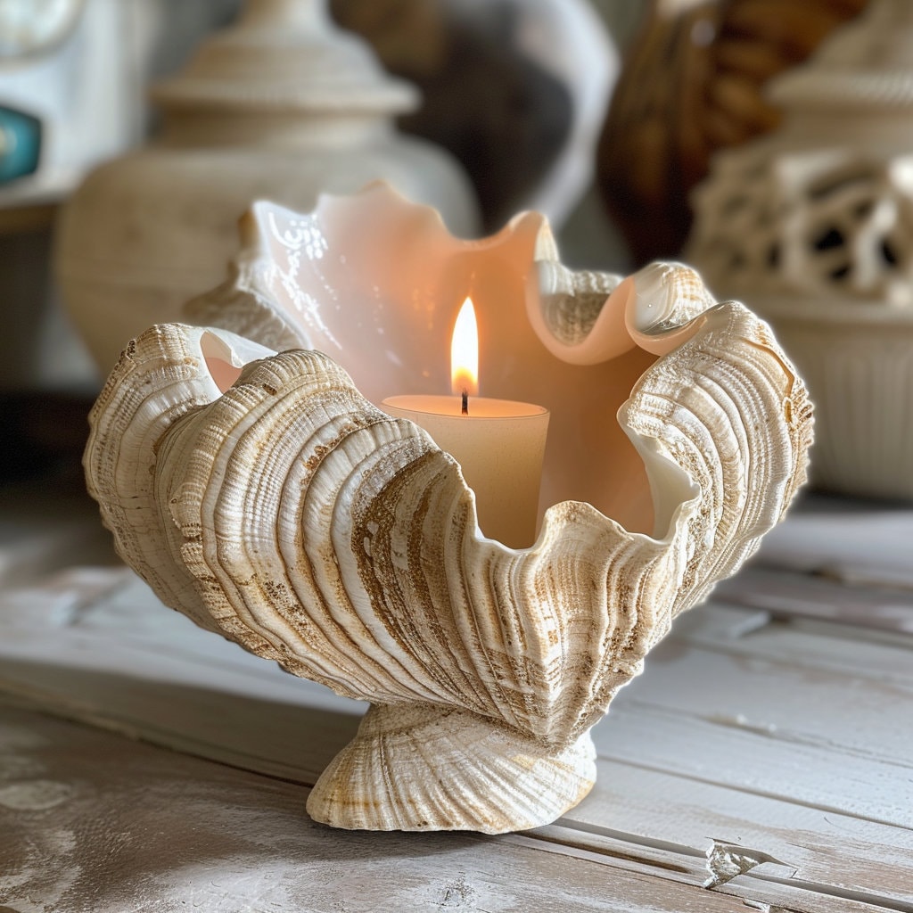 Artisanal Shell Candle Holder Creations - Etsy