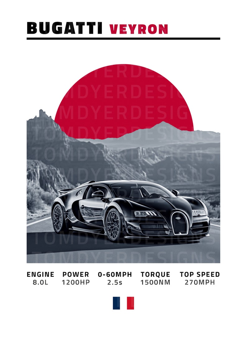 Bugatti Veyron Poster A3 - Etsy