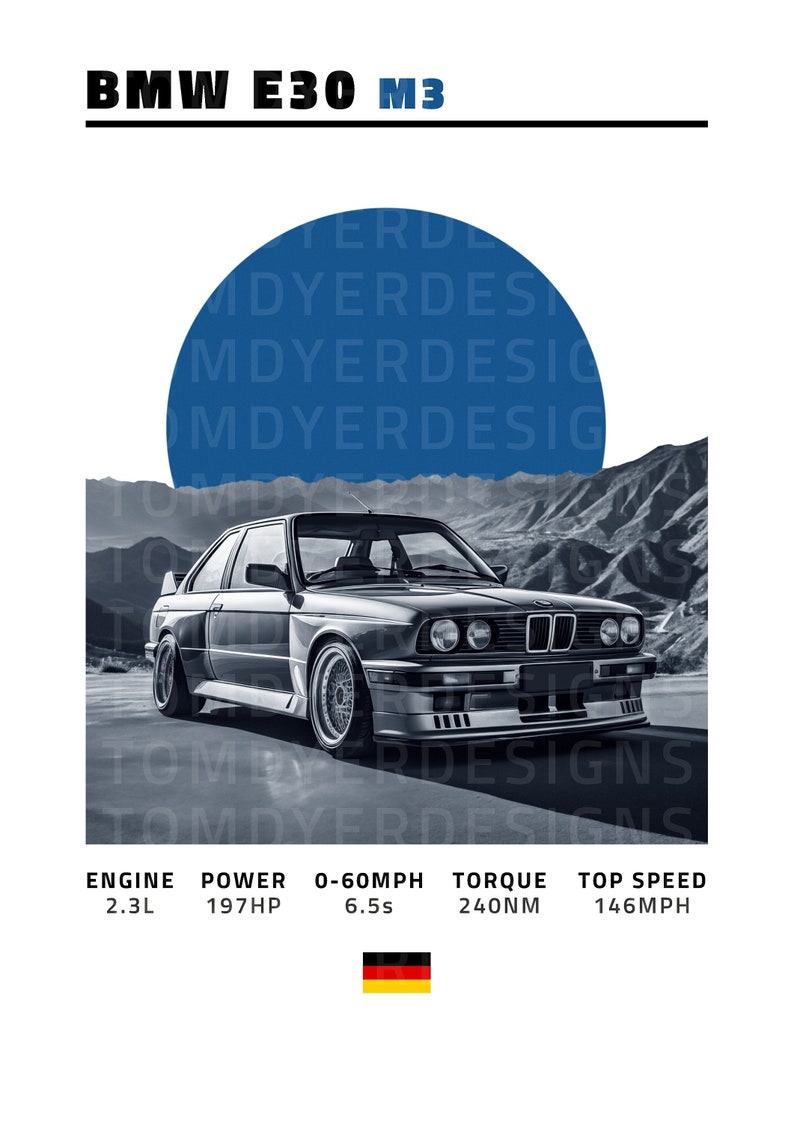 BMW E30 M3 Poster A3 - Etsy