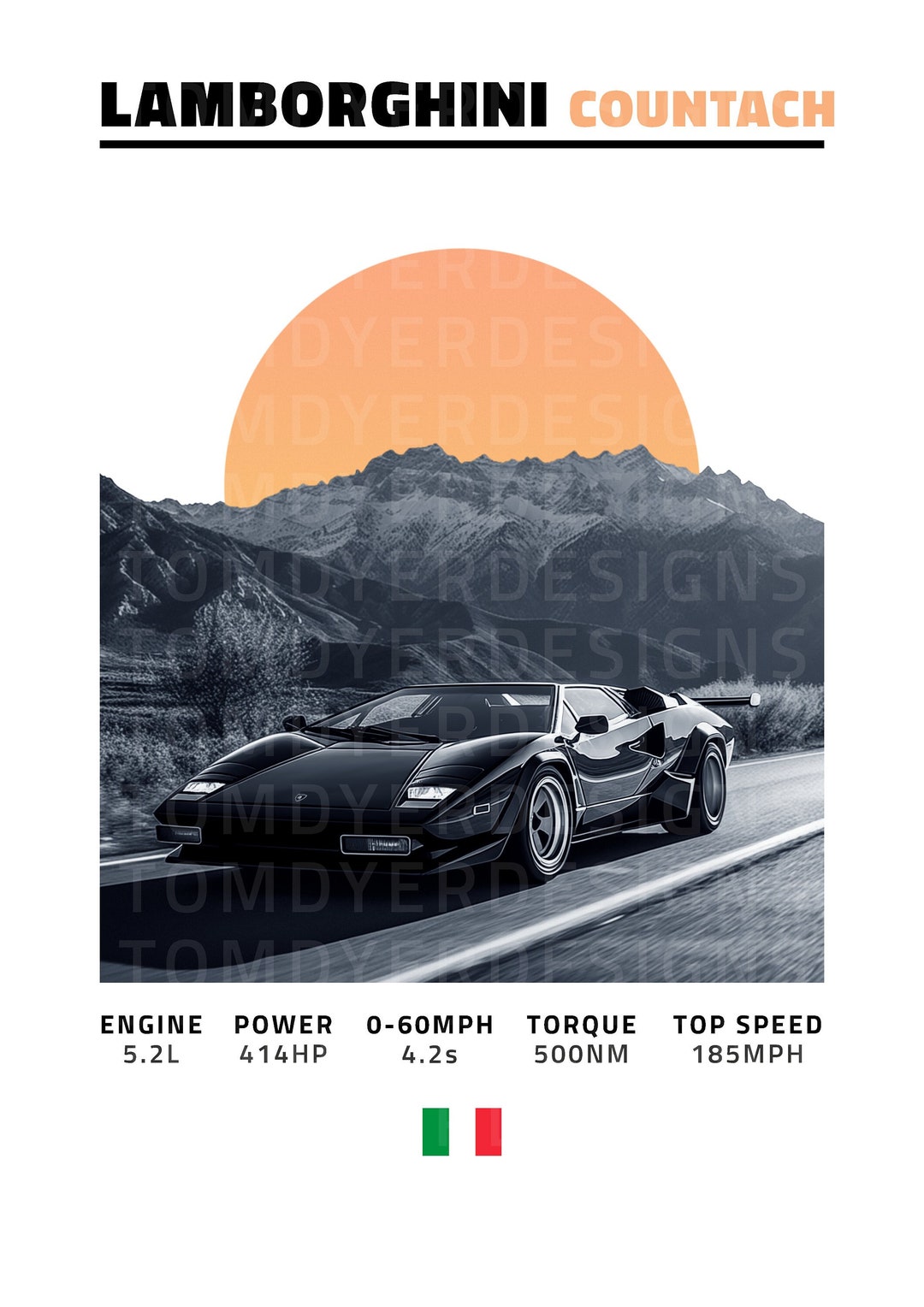 Lamborghini Countach Poster A3 - Etsy