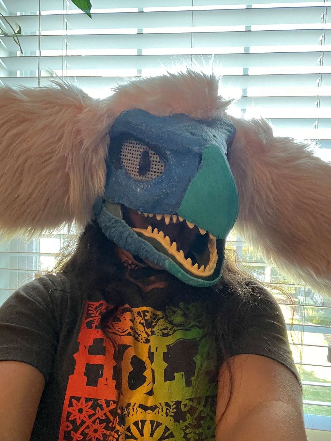 Dino Mask With Fluffy Ears - Etsy