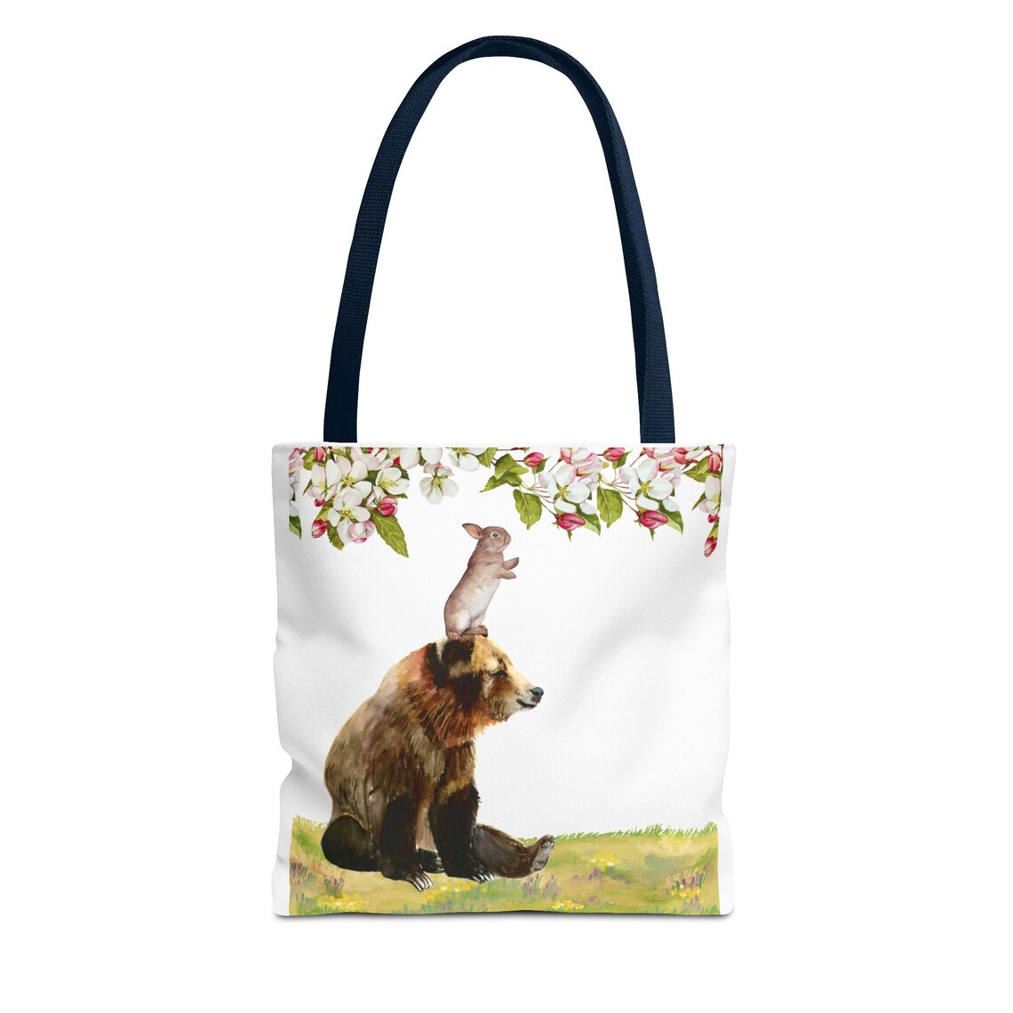 Adorable Bear and Rabbit Tote Bag Cute Animal Print Canvas Tote Perfect ...