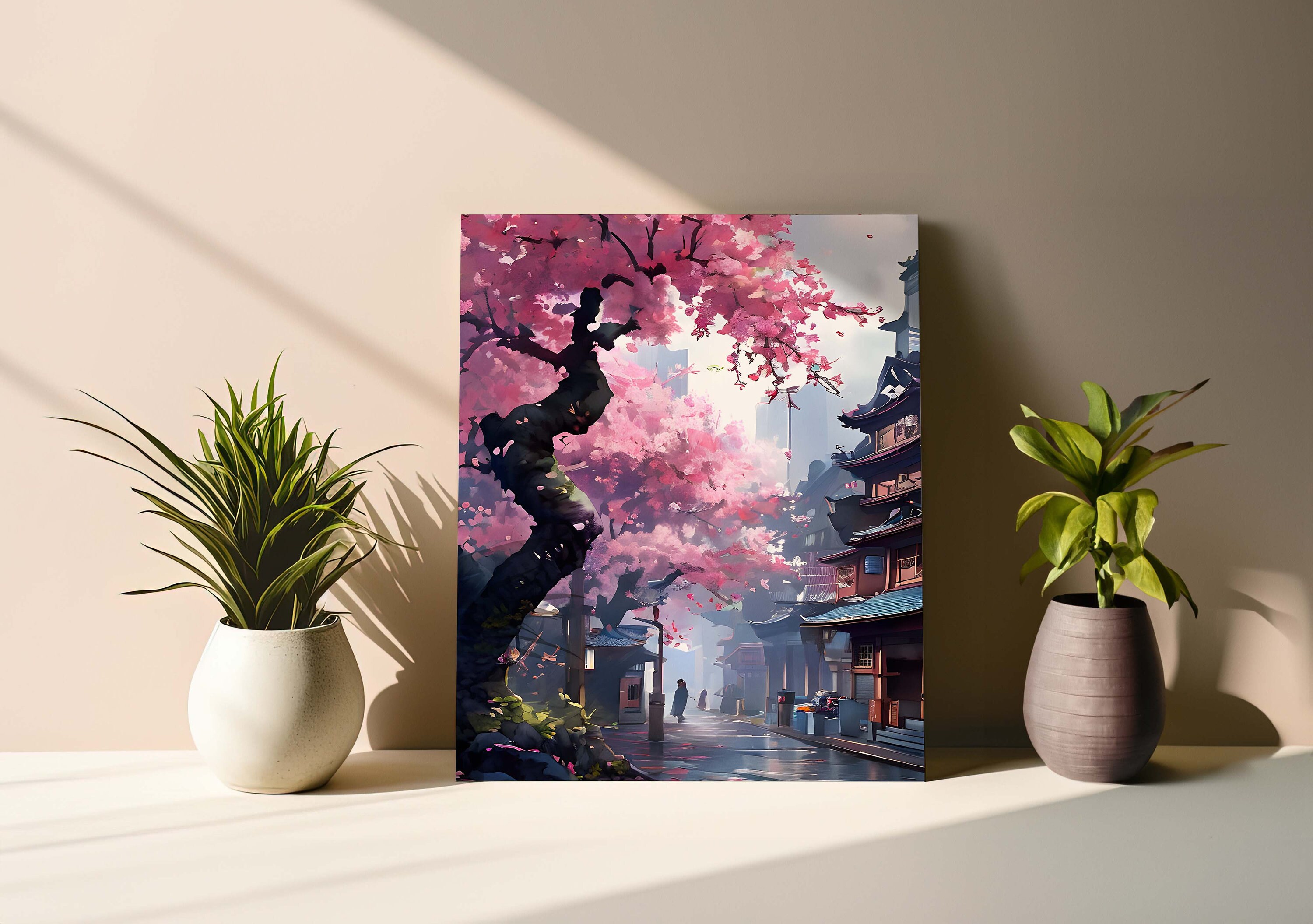 Sakura Watercolor Painting Art Poster Set: Japanese Home Decor (digital ...
