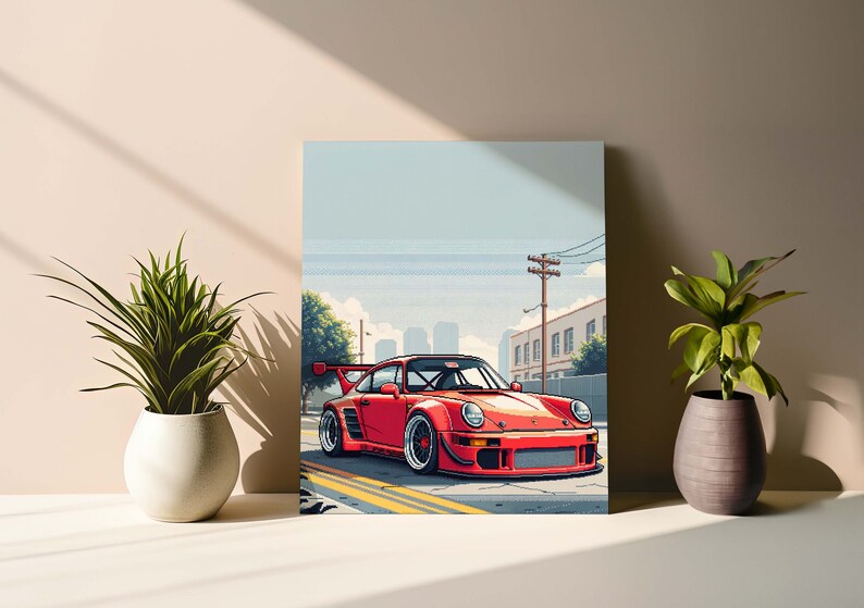 Porsche Carrera Pixel Art Poster Set of 3, Gaming Room Wall Art ...