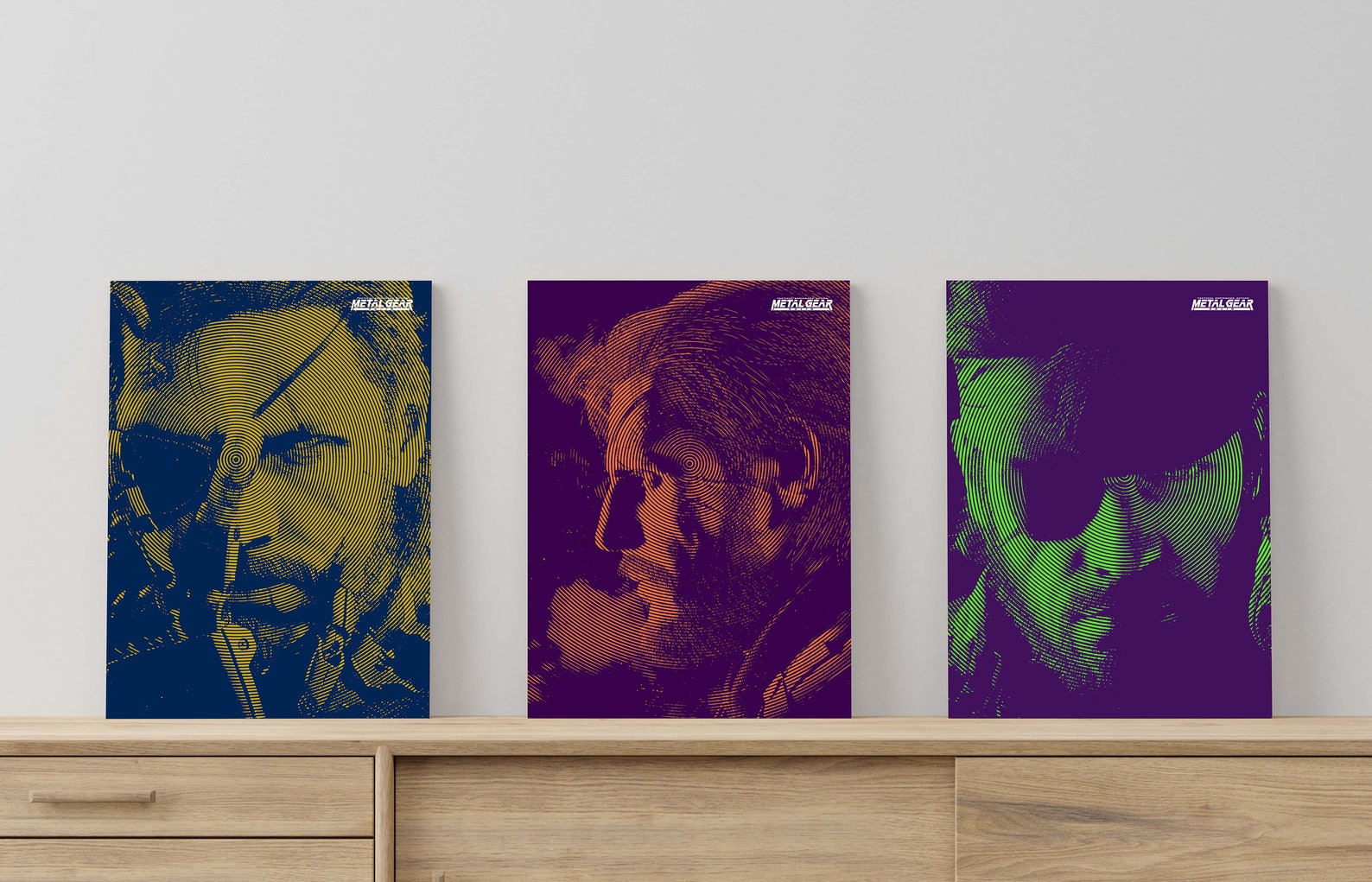 Solid Snake Halftone Art Poster Set: Gaming Room Decor (digital ...