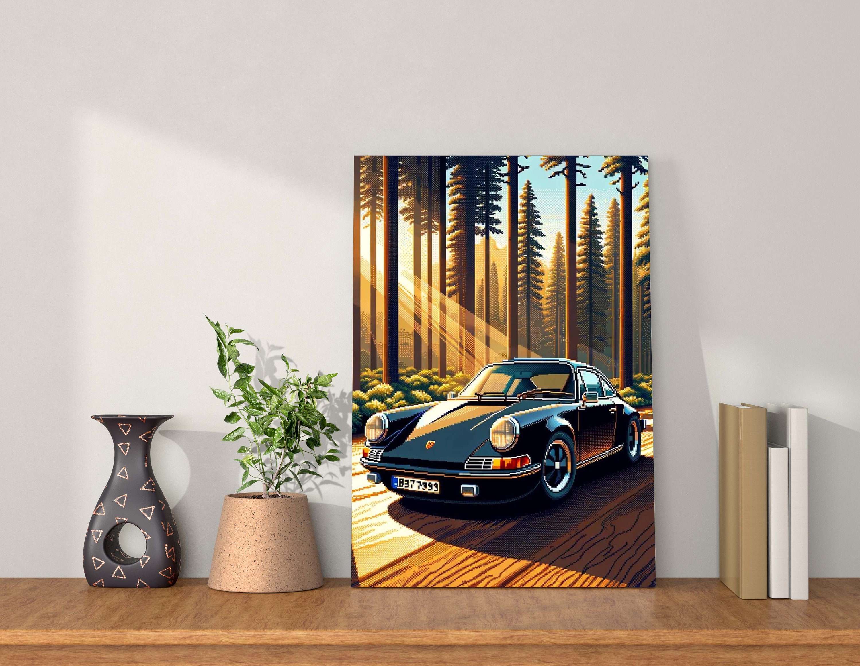 Porsche Carrera Pixel Art Poster Set: Retro Gaming Room Decor (digital ...