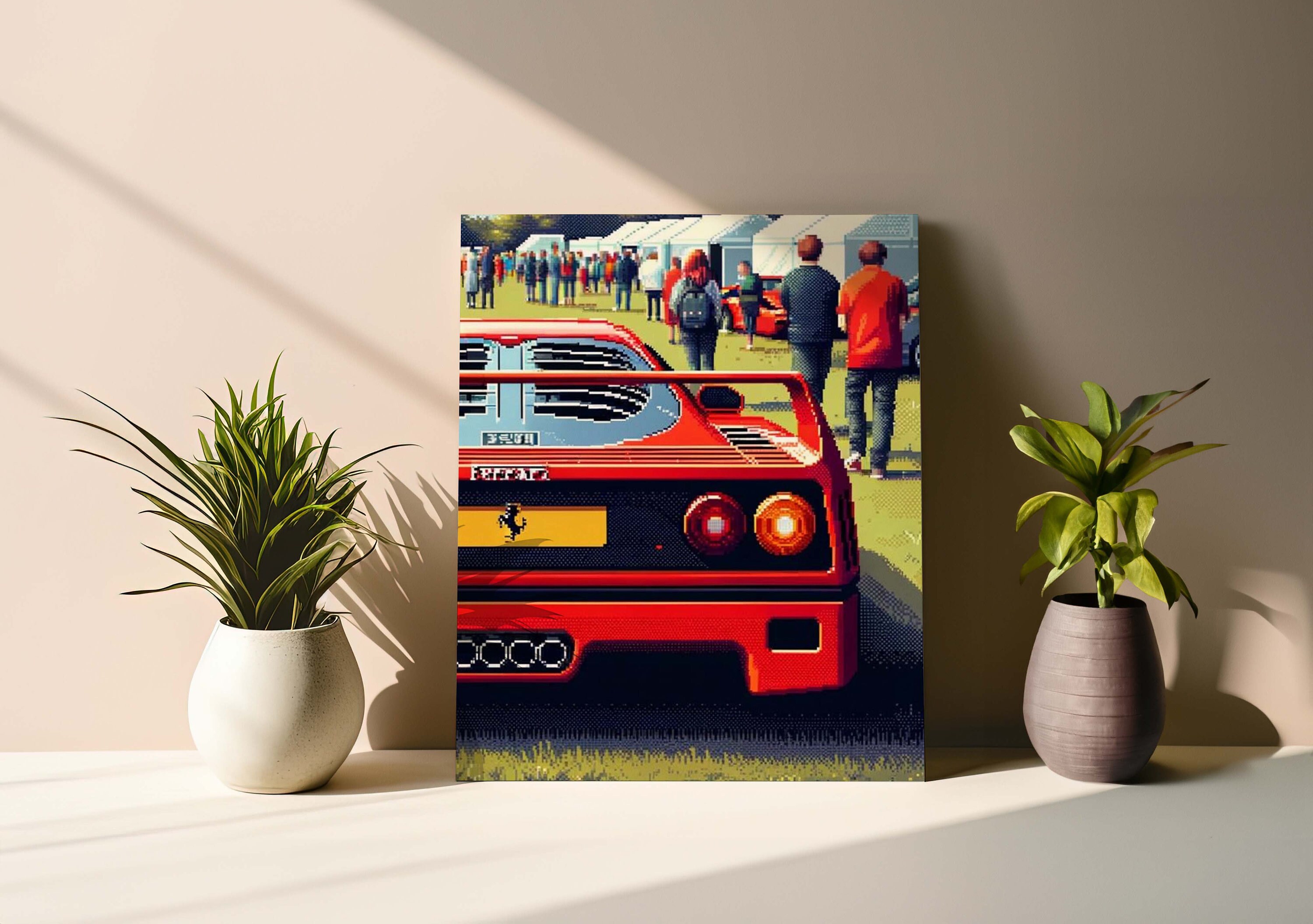 Ferrari F40 Pixel Art Poster Set of 3, Gaming Room Wall Art, Ferrari ...