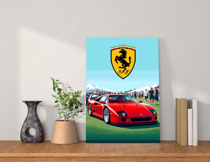 Ferrari F40 Pixel Art Poster Set of 3, Gaming Room Wall Art, Ferrari ...