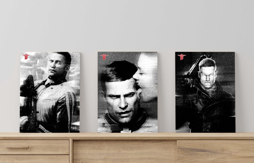 Blazkowicz Grunge Scans Art Poster Set of 3, Gaming Room Wall Art ...
