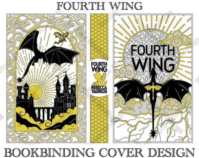 Fourth Wing Bookbinding Cover Design SVG Files, Vinyl Book Cover Design ...
