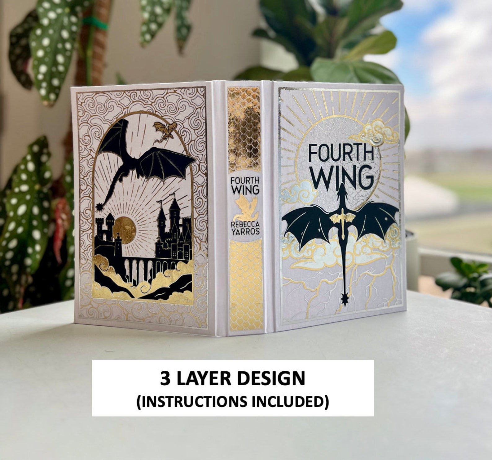 Fourth Wing Bookbinding Cover Design SVG Files, Vinyl Book Cover Design ...