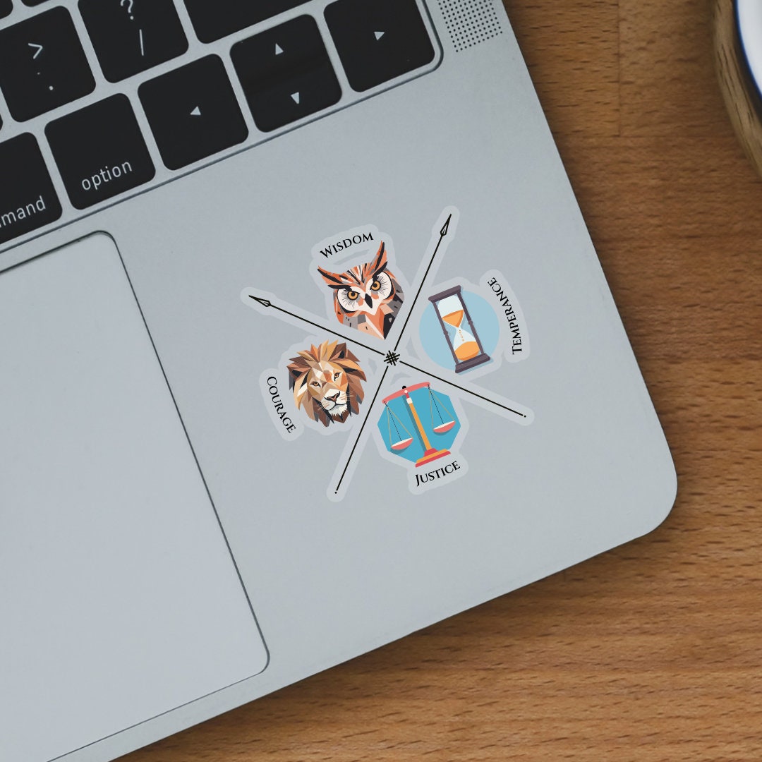 Stoic Decal | Stoicism | 4 Stoic Virtues Cross | Courage, Wisdom ...