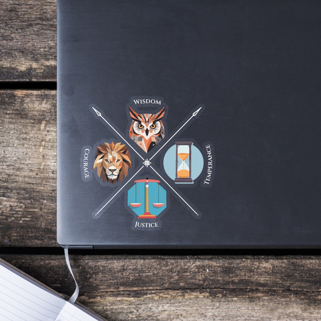 Stoic Decal | Stoicism | 4 Stoic Virtues Cross | Courage, Wisdom ...