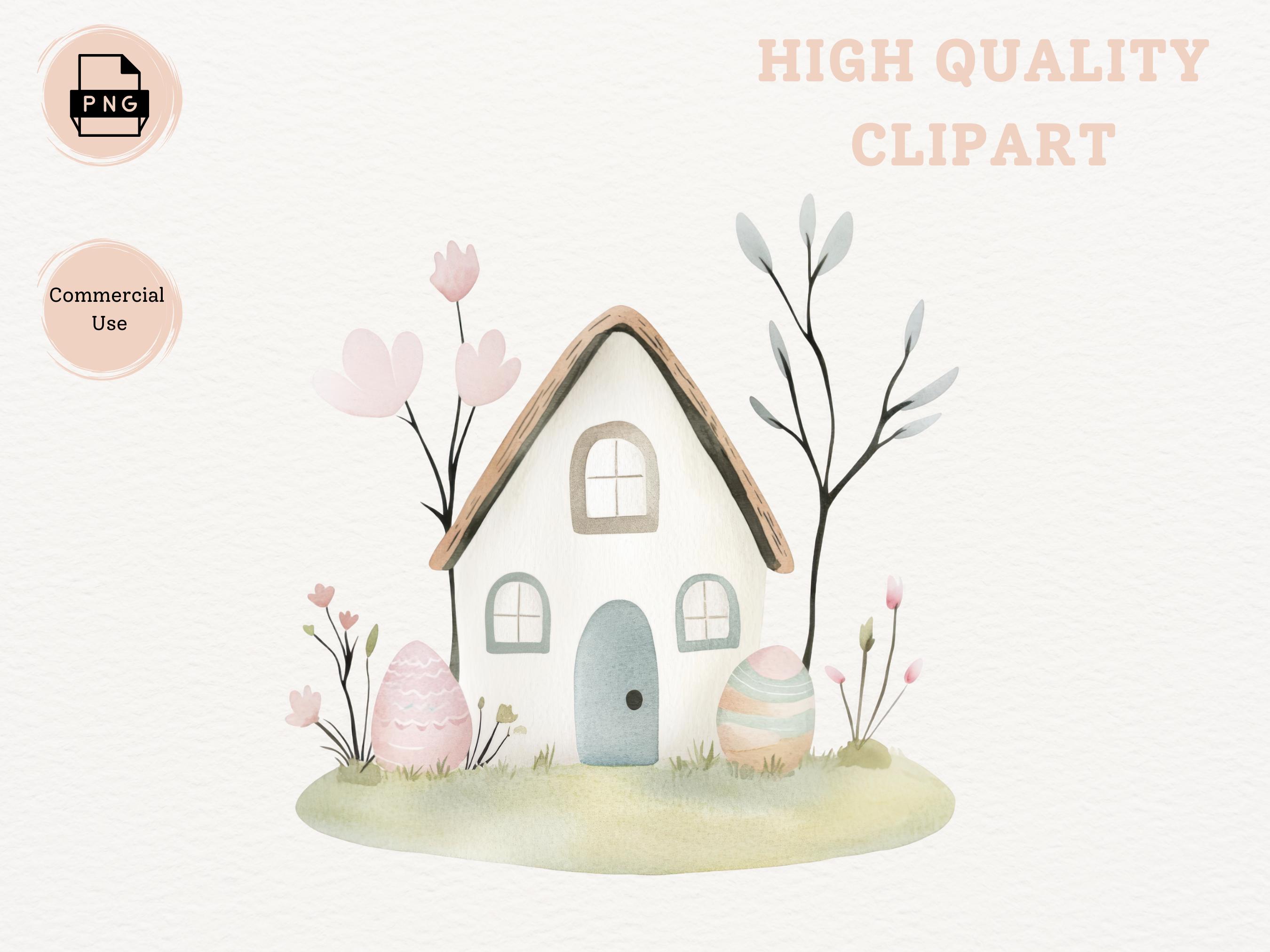 Cute Pastel Easter Watercolor Clipart Bundle, Colorful Floral Spring ...