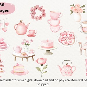 Cute Pink Tea Party Watercolor Clipart Bundle, Boho Spring Picnic ...