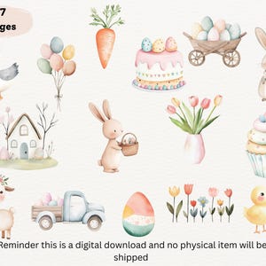 Cute Pastel Easter Watercolor Clipart Bundle, Colorful Floral Spring ...