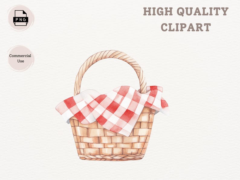 Cute Spring Picnic Watercolor Clipart Bundle, Outdoor Summer Lunch ...