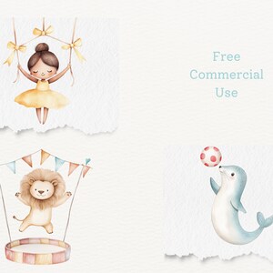 Cute Circus Watercolor Clipart Bundle, Adorable Carnival Animals ...