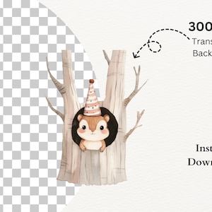 Cute Woodland Birthday Party Watercolor Clipart Bundle, Whimsical ...