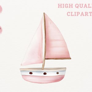 Cute Pink Sailor Watercolor Clipart Bundle, Nautical Sea Animal Digital ...