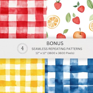 Cute Spring Picnic Watercolor Clipart Bundle, Outdoor Summer Lunch ...