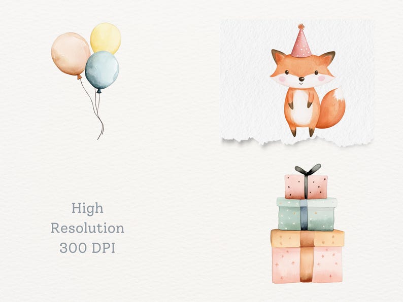Cute Woodland Birthday Party Watercolor Clipart Bundle, Whimsical ...